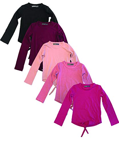 Multi -Pack Girls Kids Long Sleeve T Shirt with Tie Front Cotton Crew ...